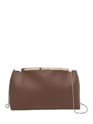 TOD'S Tod's Smooth Calfskin Leather Clutch With Chain Strap Brown
