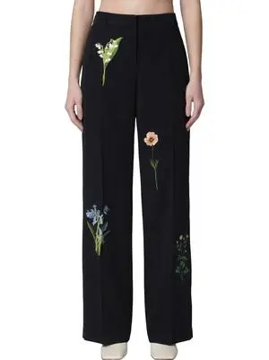 Stella McCartney Embroidered Wide Leg Trousers - Black