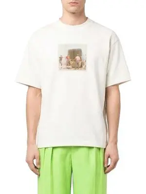 Jacquemus Cotton Blend Crewneck T-shirt With Graphic Print - White