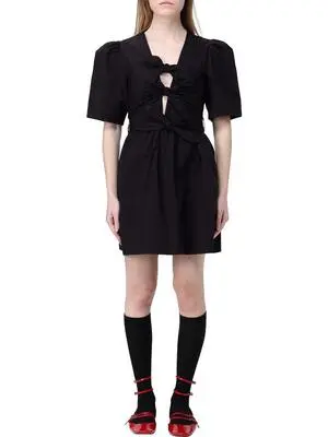 GANNI Stretch Cotton Mini Dress - Black