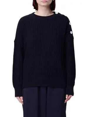 Emporio Armani Crew Neck Sweater With Button Detail - Blue