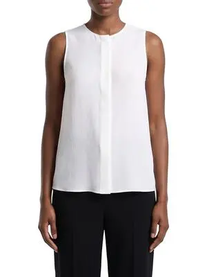 Emporio Armani Sleeveless Mandarin Collar Top - White