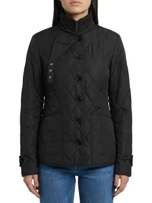 Burberry Quilted Nylon Jacket With High Collar - Black