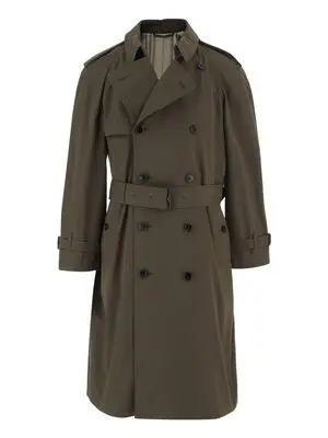 Burberry Cotton Double Breasted Trench Coat - Green