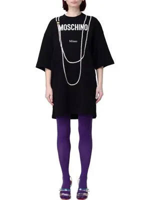 Moschino T-shirt Dress With Pearl Embellishment - Black