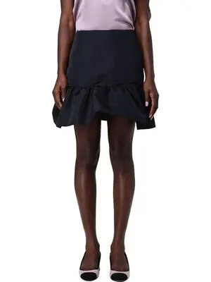 Nina Ricci Recycled Fabric Mini Skirt With Flounce And Embroidery - Black