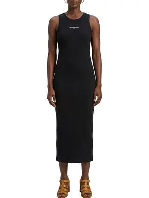 Maison Kitsuné Sleeveless Ribbed Midi Dress - Black