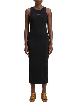 Maison Kitsuné Sleeveless Ribbed Midi Dress - Black