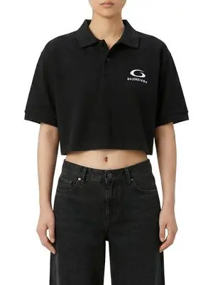 Balenciaga Cropped Polo Shirt - Black