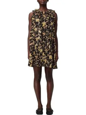 Ulla Johnson Floral Print Ruffled Mini Dress - Yellow