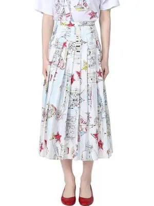 Antonio Marras Pleated Printed Midi Skirt - White