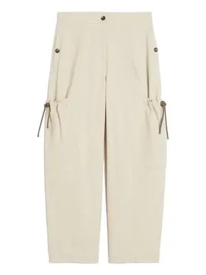 Max Mara Stretch Cotton Cargo Trousers - Beige