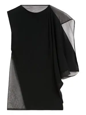 Max Mara Stretch Viscose Asymmetrical Top - Black