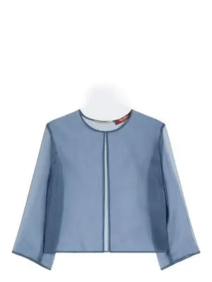 Max Mara Silk Organza Cropped Jacket - Avio