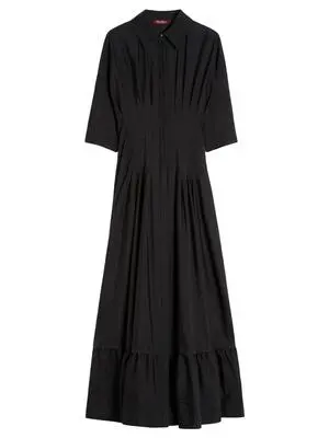 Max Mara Cotton Poplin Fit And Flare Dress - Black