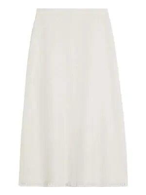 Max Mara Cotton And Linen Basketweave A-line Skirt - Ivory