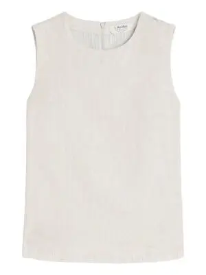 Max Mara Cotton And Linen Basketweave Top - Ivory