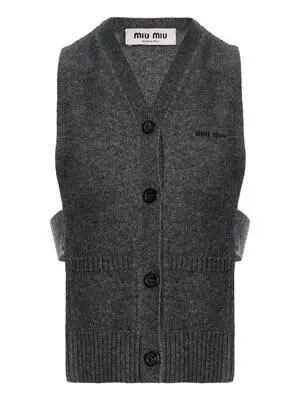 Miu Miu Cashmere Cardigan Vest - Grey