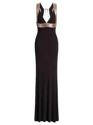Alberta Ferretti V-neck Maxi Dress - Brown