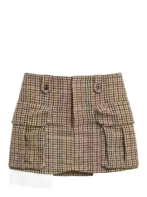 ELEH Houndstooth Mini Skirt - Brown