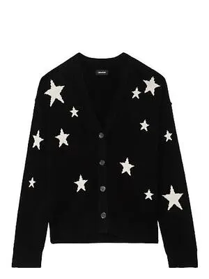Zadig&Voltaire Mirkaz Star-motif Cashmere Cardigan - Black