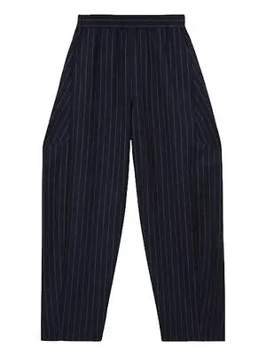 REISS Pinstripe Barrel Leg Trousers - Navy