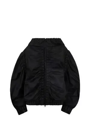RAXXY Ruched Zip Up Hoodie - Black