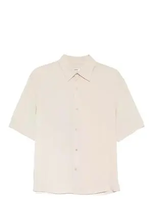 Sandro Crinkled-effect Shirt With Shark Collar - Neutrals
