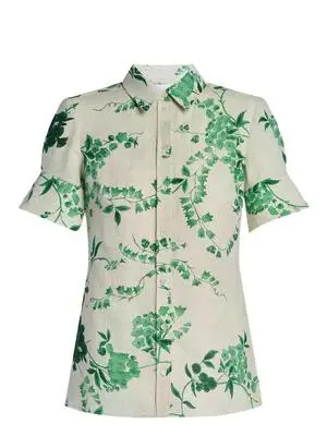 Erdem Floral-print Short-sleeve Shirt - Neutrals