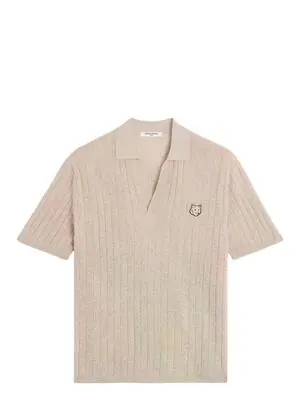 Maison Kitsuné Embroidered Ribbed Polo Shirt - Neutrals