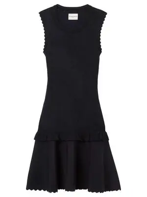 Claudie Pierlot Scalloped Ruffled Knit Dress - Blue