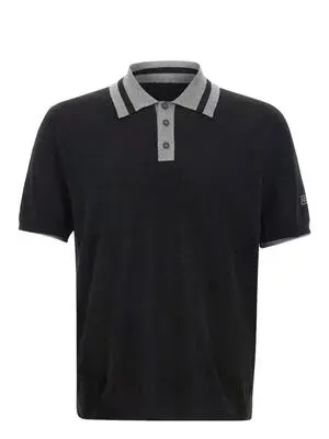 Iceberg Contrast Trims Cotton Polo Shirt - Black