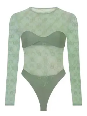 MARINE SERRE Moonogram Long Sleeve Bodysuit - Green
