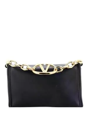 Valentino Garavani Vlogo Chain Leather Mini Clutch - Black