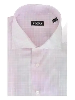 Zegna Checked Dress Shirt Pink