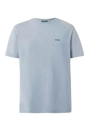BOSS Stretch-cotton T-shirt With Logo Detail - Blue