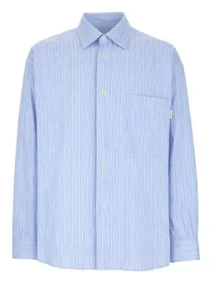 AMISH SUPPLIES Camicia Crinkled Cotton Shirt - Azure