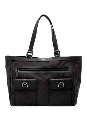 Gucci GG Nylon Abbey D-Ring Pocket Tote Bag Brown