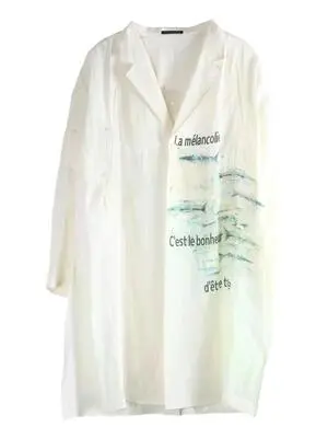 Yohji Yamamoto Printed Single Breasted Coat - Neutrals