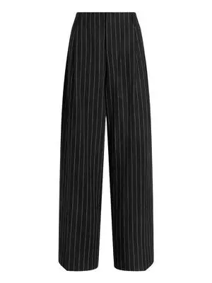 Dolce & Gabbana Pinstriped Wide Leg Trousers - Black