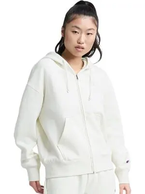 Champion Powerblend Fleece Zip-up Hoodie With C Logo - Unbleached Cotton