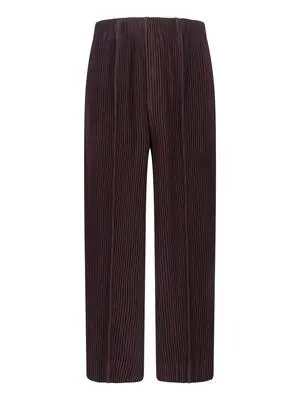 HOMME PLISSE Pleated Trousers Brown
