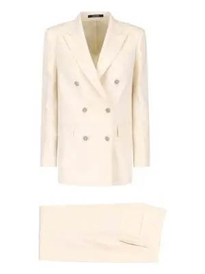 Tagliatore T Jasmine Double-Breasted Suit Cream