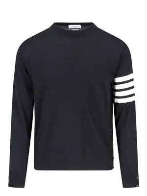 Thom Browne Thom Browne 4-Bar Crew Neck Sweater With Button Cuffs Black