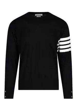 Thom Browne Thom Browne 4-Bar Crew Neck Sweater With Button Cuffs Blue