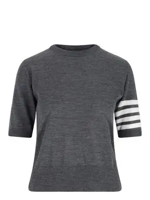 Thom Browne Thom Browne 4-Bar Crew Neck Sweater With Button Cuffs Gray