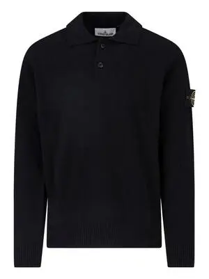 Stone Island Virgin Wool Polo - Black