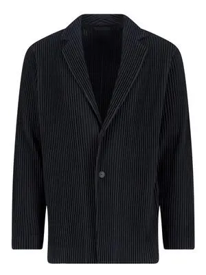 HOMME PLISSE Pleated Single-breasted Blazer