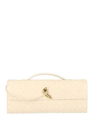 Bottega Veneta Bottega Veneta "Andiamo" Clutch In Lambskin With Gold Metal Detail White