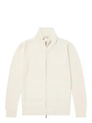 PIACENZA CASHMERE 1733 Knitted Silk And Linen-blend Zip-up Cardigan - Neutrals